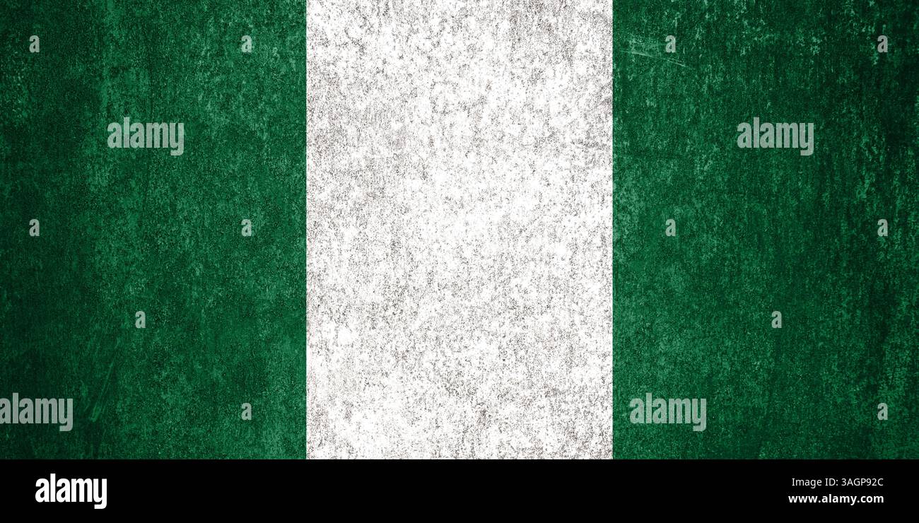 Nigeria State Flag. Dirty Nigeria flag on metal surface. Metal texture ...