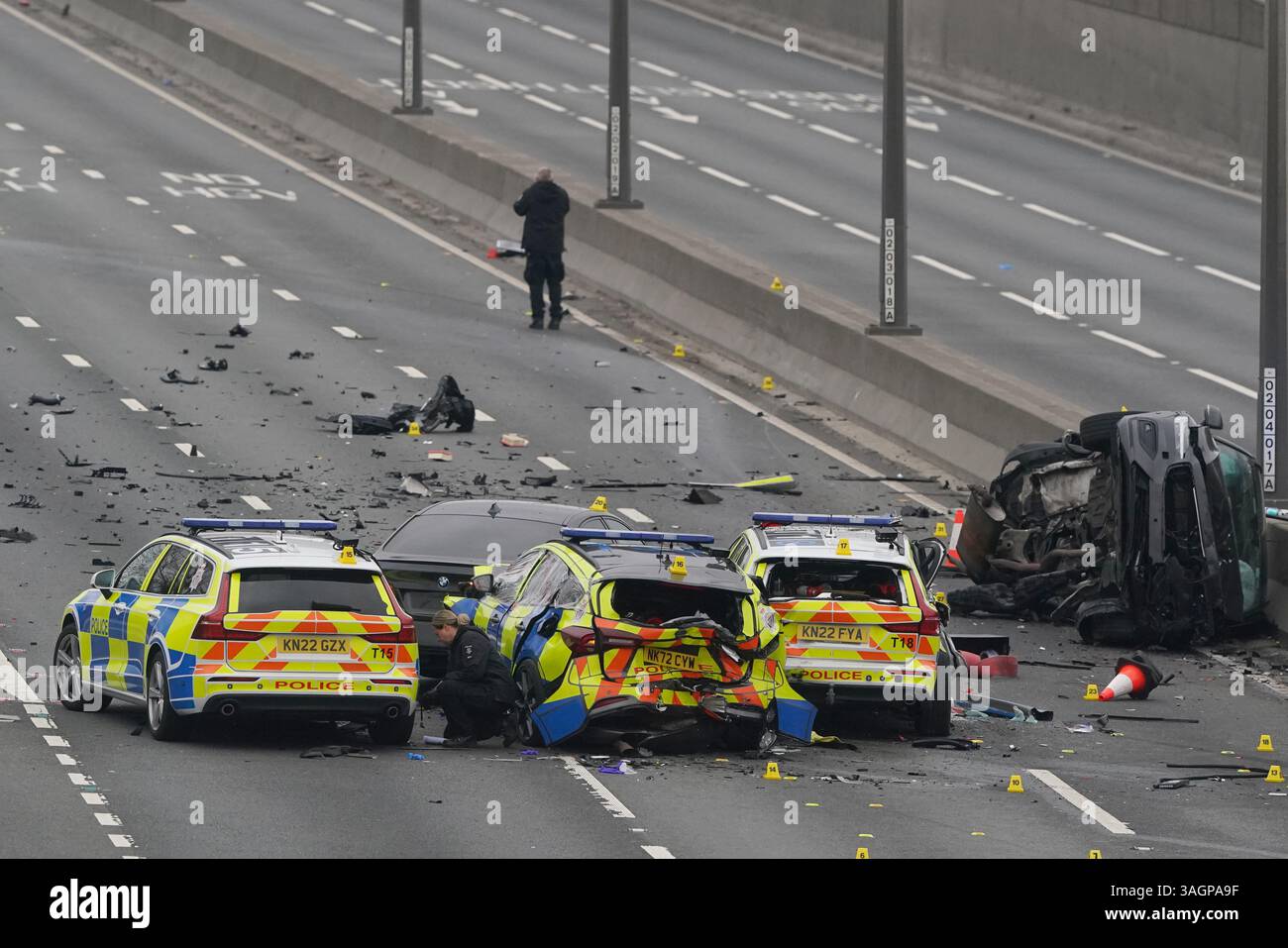 The scene on the A1, which has been shut in both directions on Tyneside ...
