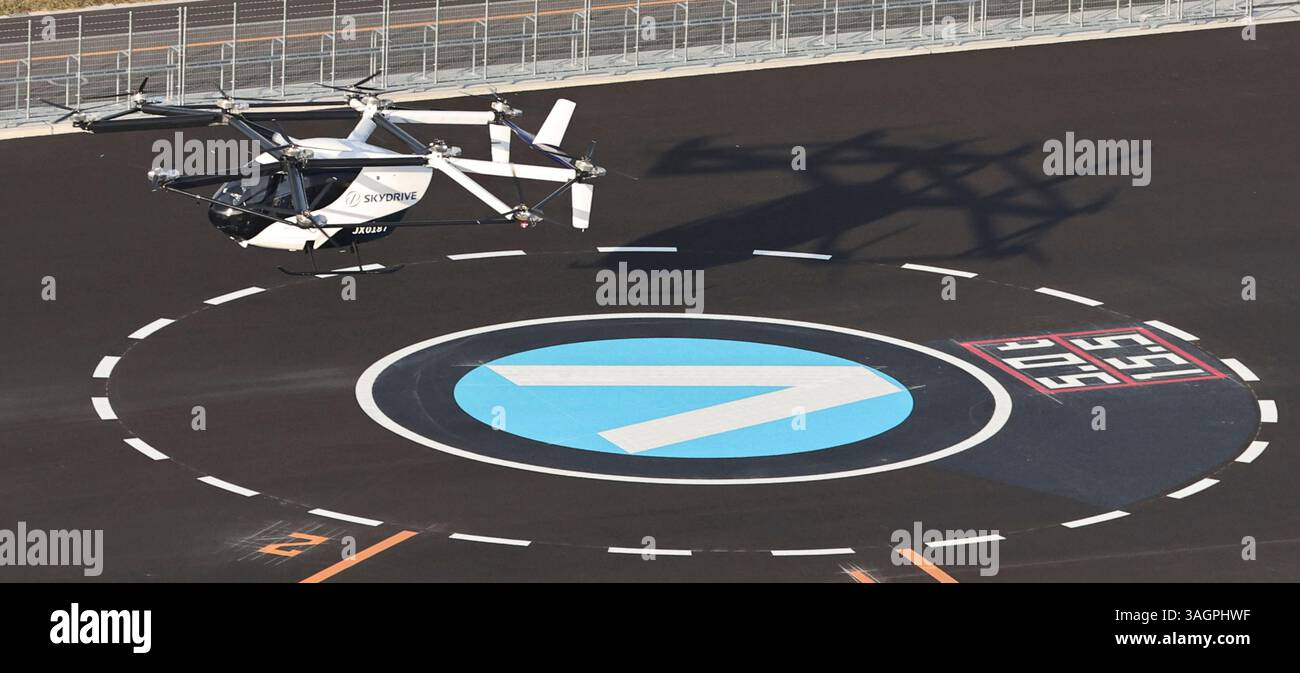 A flying car flies over venue for Expo 2025 Osaka, Kansai, Japan at ...