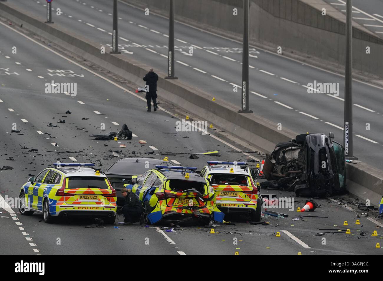 The scene on the A1, which has been shut in both directions on Tyneside ...