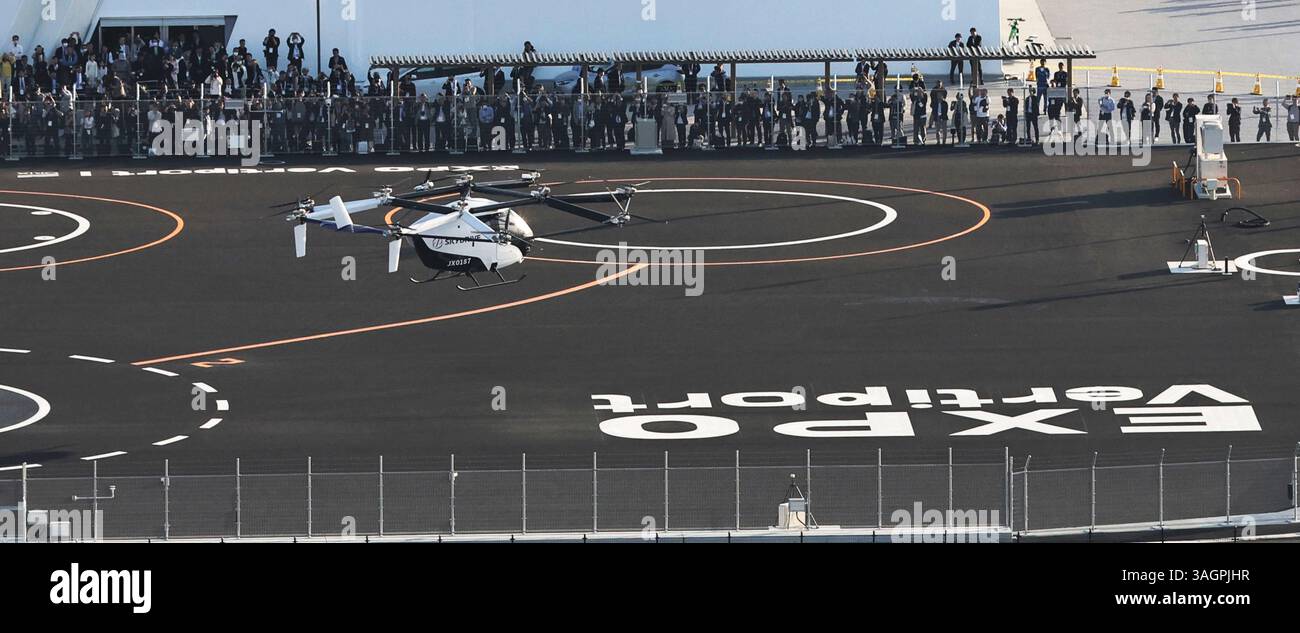 A flying car flies over venue for Expo 2025 Osaka, Kansai, Japan at ...