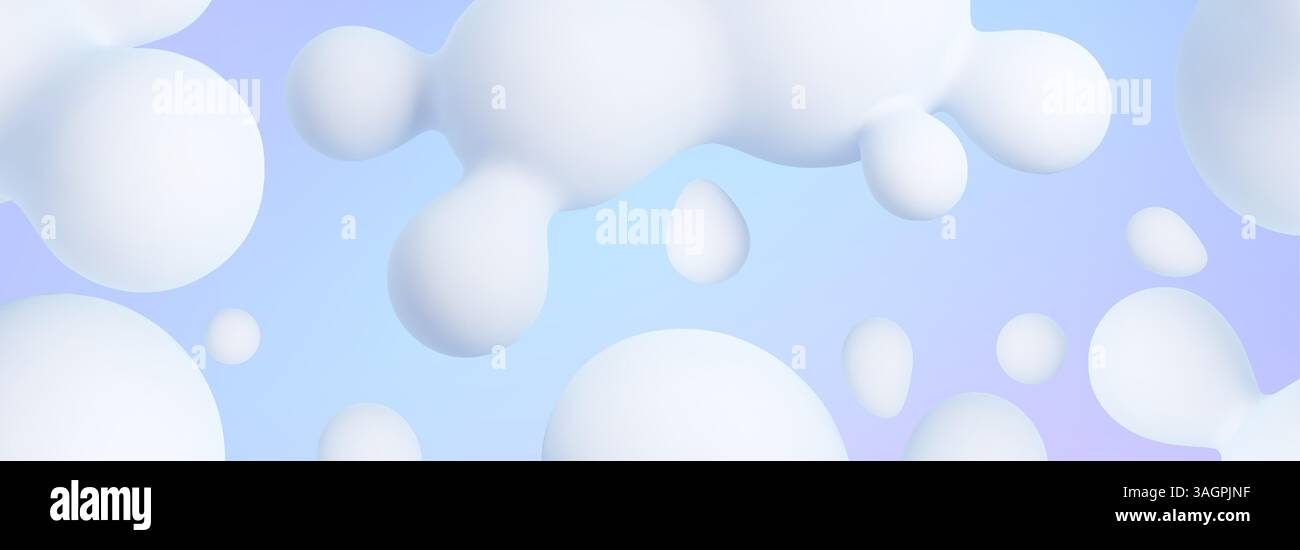 3D blob banner with white liquid shapes on blue gradient background ...