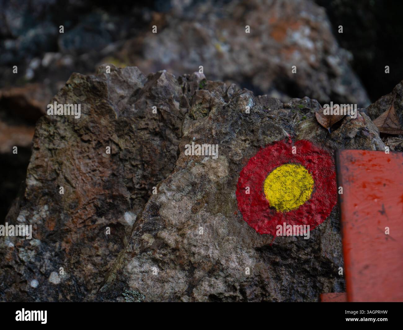 Trail Marker Painted on Rocky Surface for Hiking Navigation, Soteska ...