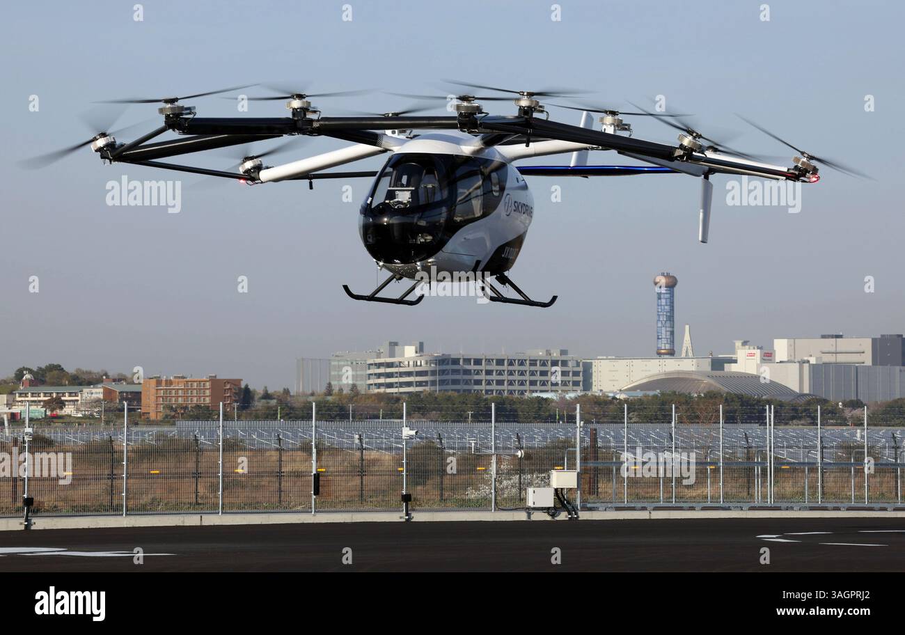A flying car flies over venue for Expo 2025 Osaka, Kansai, Japan at ...