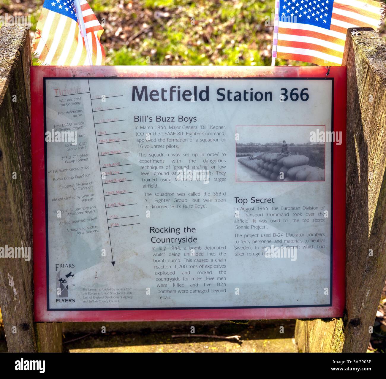 History information board at the site of RAF Metfield also known as ...