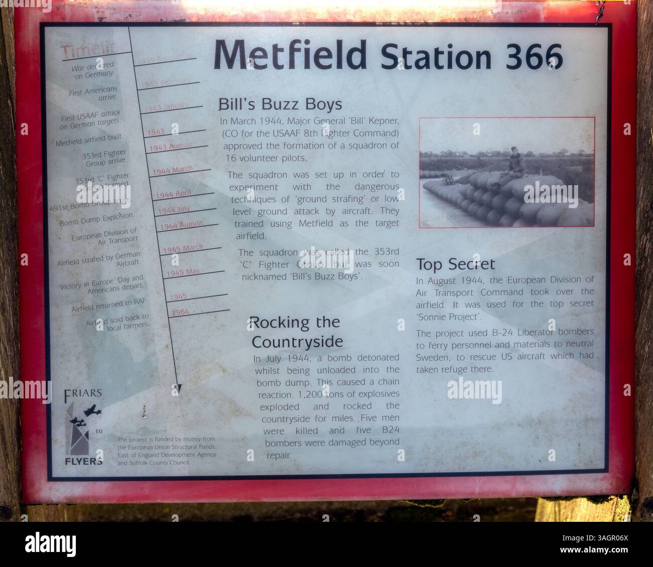 History information board at the site of RAF Metfield also known as ...