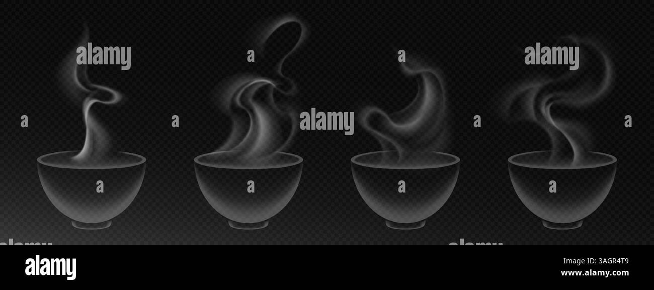Steam rising from hot food bowl set isolated on transparent background ...