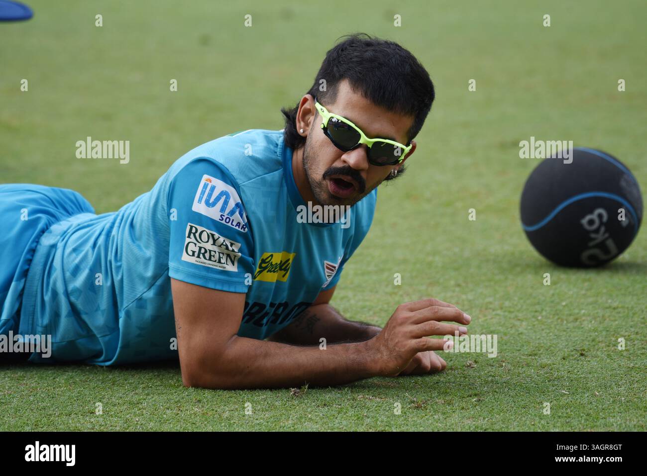 LSG Himmat Singh during warm up session before start of the IPL 2025 match between KKR and LSG ...