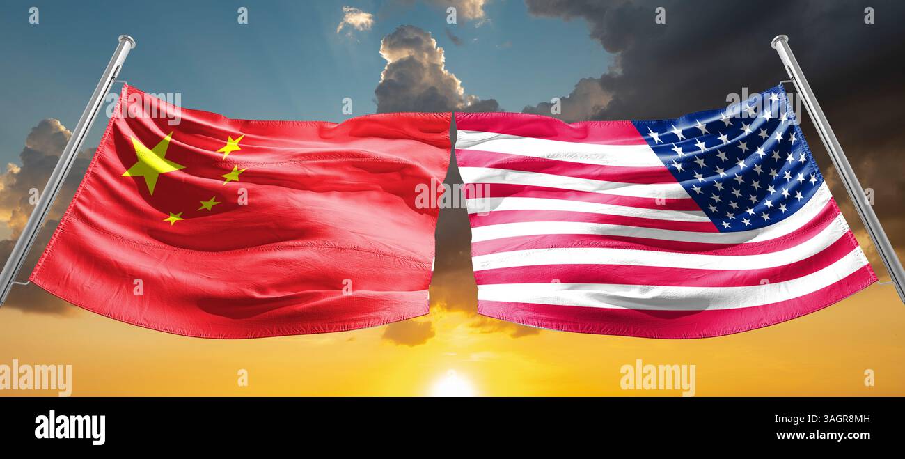 American and China flags American Trade War China raises US tariffs to ...