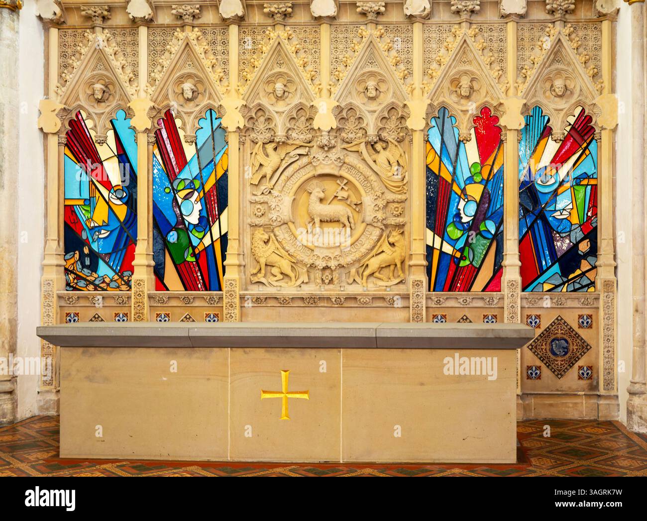 The Reconciliation Reredos modern stained glass artwork, Graeme ...