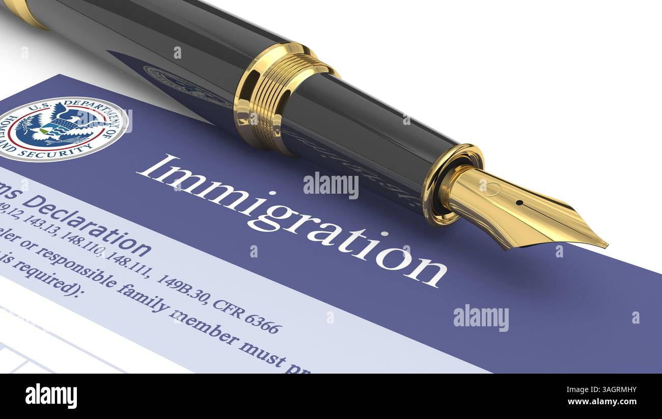 Immigration document 3d illustration Stock Photo - Alamy