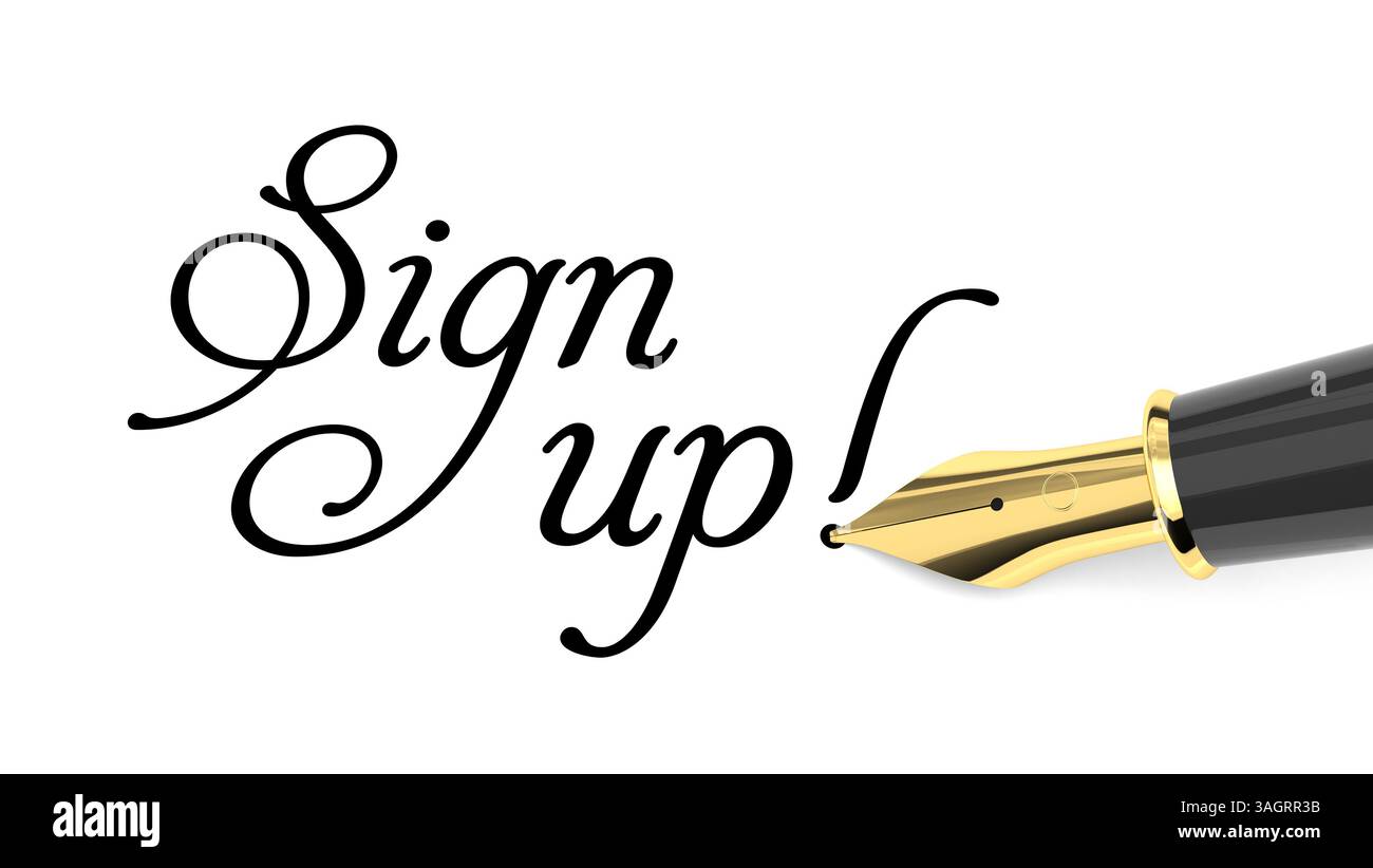 Sign up handwritten with fountain pen Stock Photo - Alamy