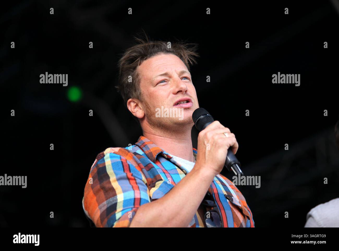 Jamie Oliver at Big Feastival held at Alex James’ farm in Oxfordshire ...