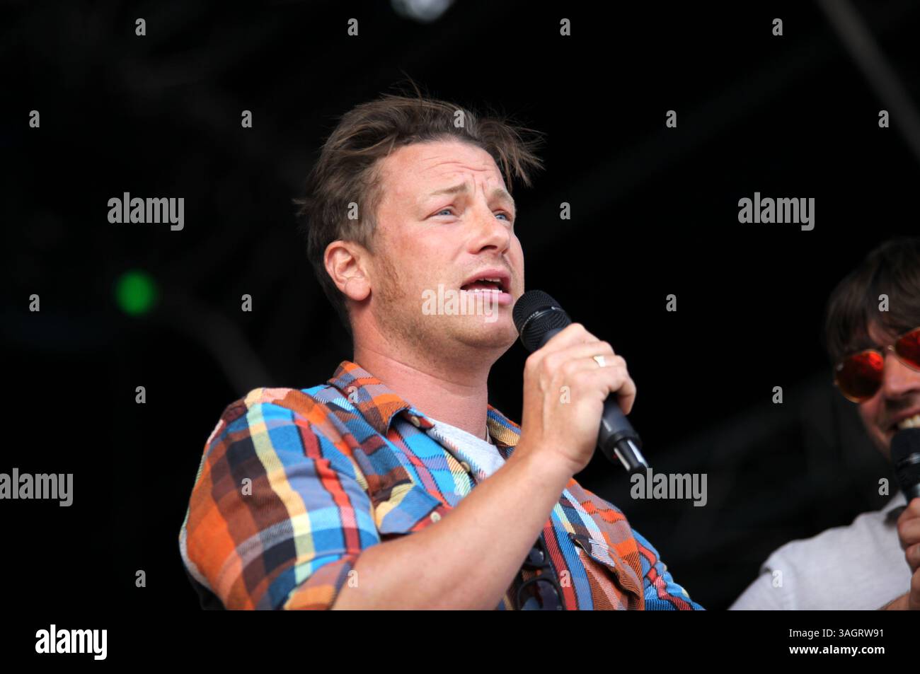 Jamie Oliver at Big Feastival held at Alex James’ farm in Oxfordshire ...