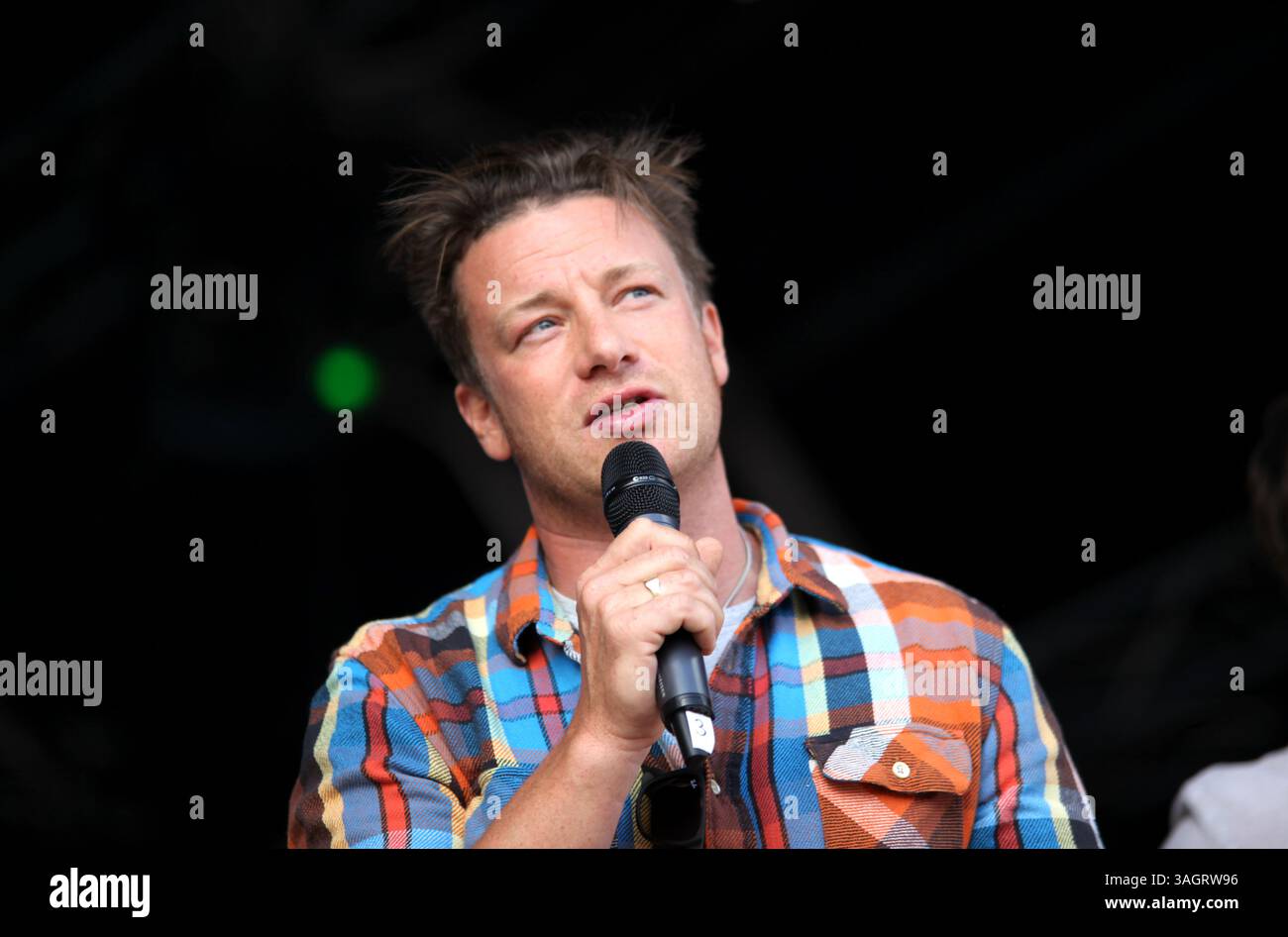 Jamie Oliver at Big Feastival held at Alex James’ farm in Oxfordshire ...