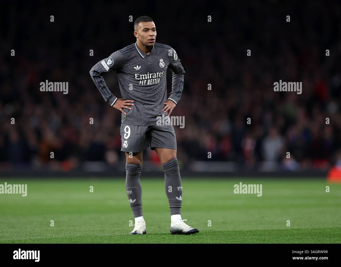 London, UK. 8th Apr, 2025. Kylian Mbappe of Real Madrid during the ...