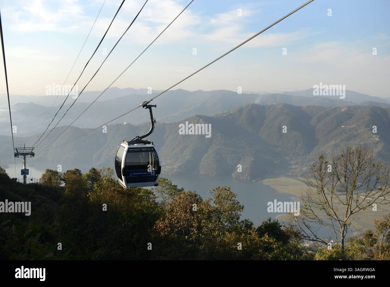 The Annapurna cable car to the top of Sarangkot hill near Pokhara ...