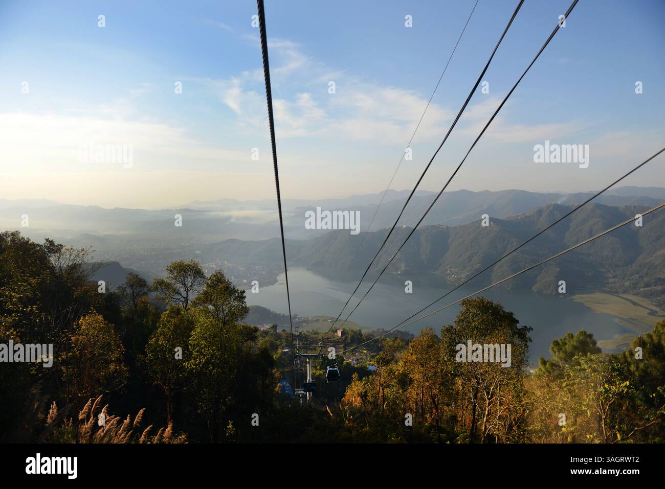 The Annapurna cable car to the top of Sarangkot hill near Pokhara ...