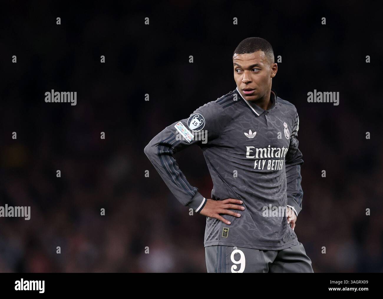 London, UK. 8th Apr, 2025. Kylian Mbappe of Real Madrid during the ...