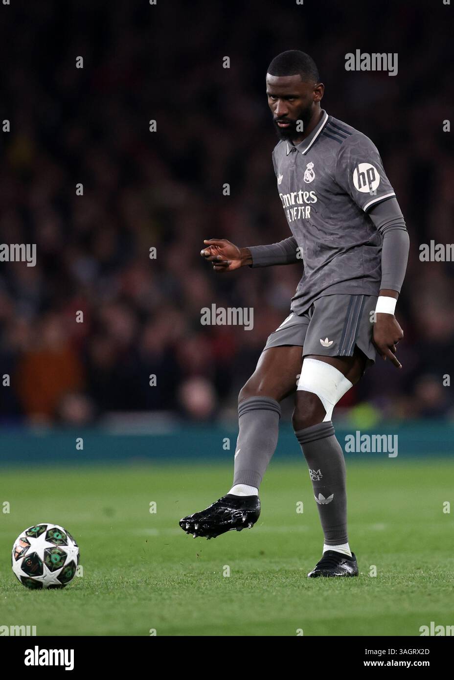 London, UK. 8th Apr, 2025. Antonio Rudiger of Real Madrid during the ...