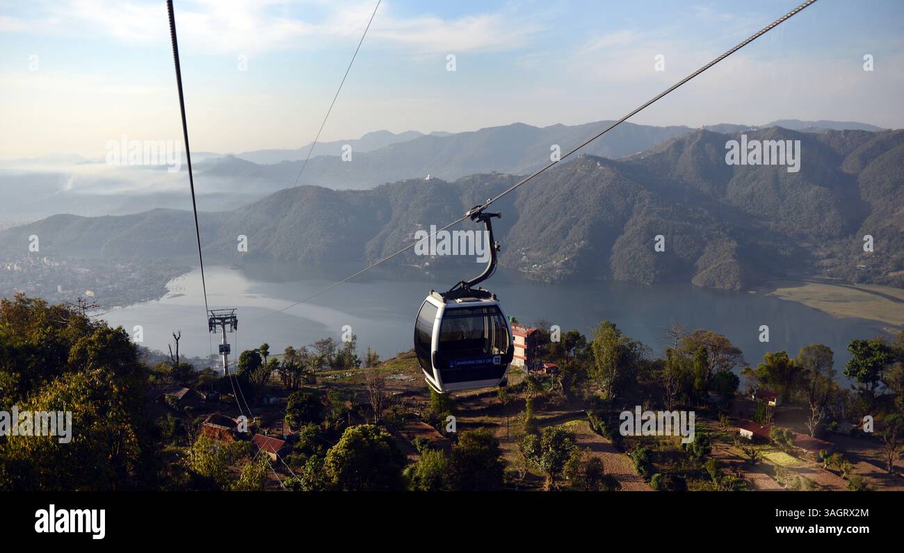 The Annapurna cable car to the top of Sarangkot hill near Pokhara ...