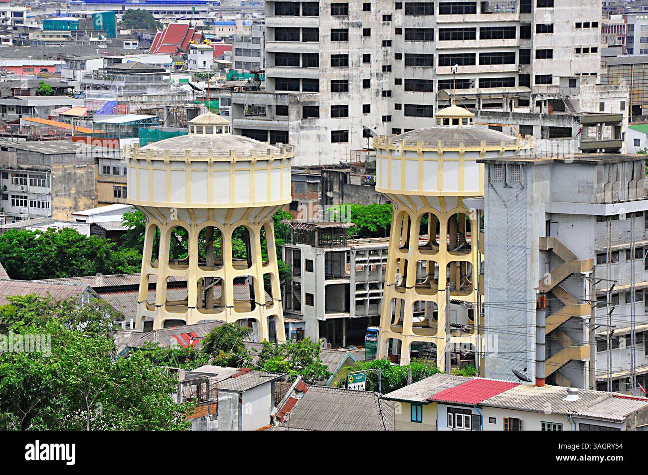 Aug. 06, 2011 - Bangkok, Thailand - Water towers in the Samran Rat ...