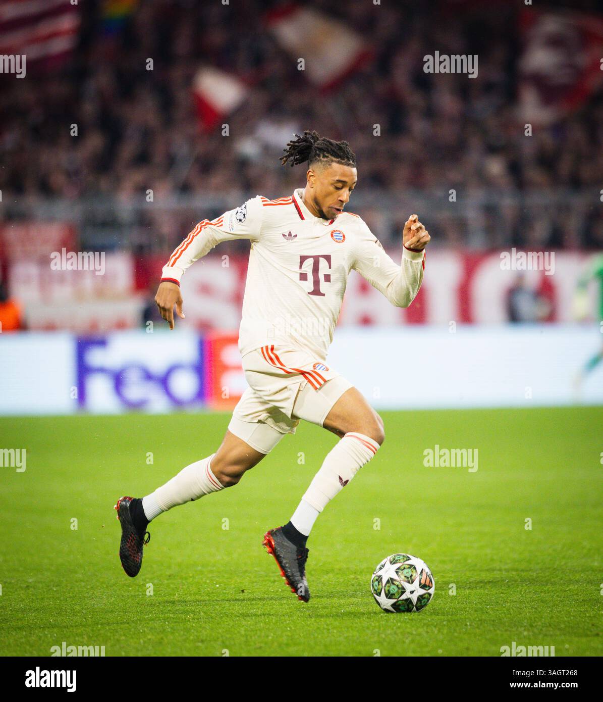 Munich, Germany. 08th Apr 2025. Michael Olise (FCB) Bayern Munich ...