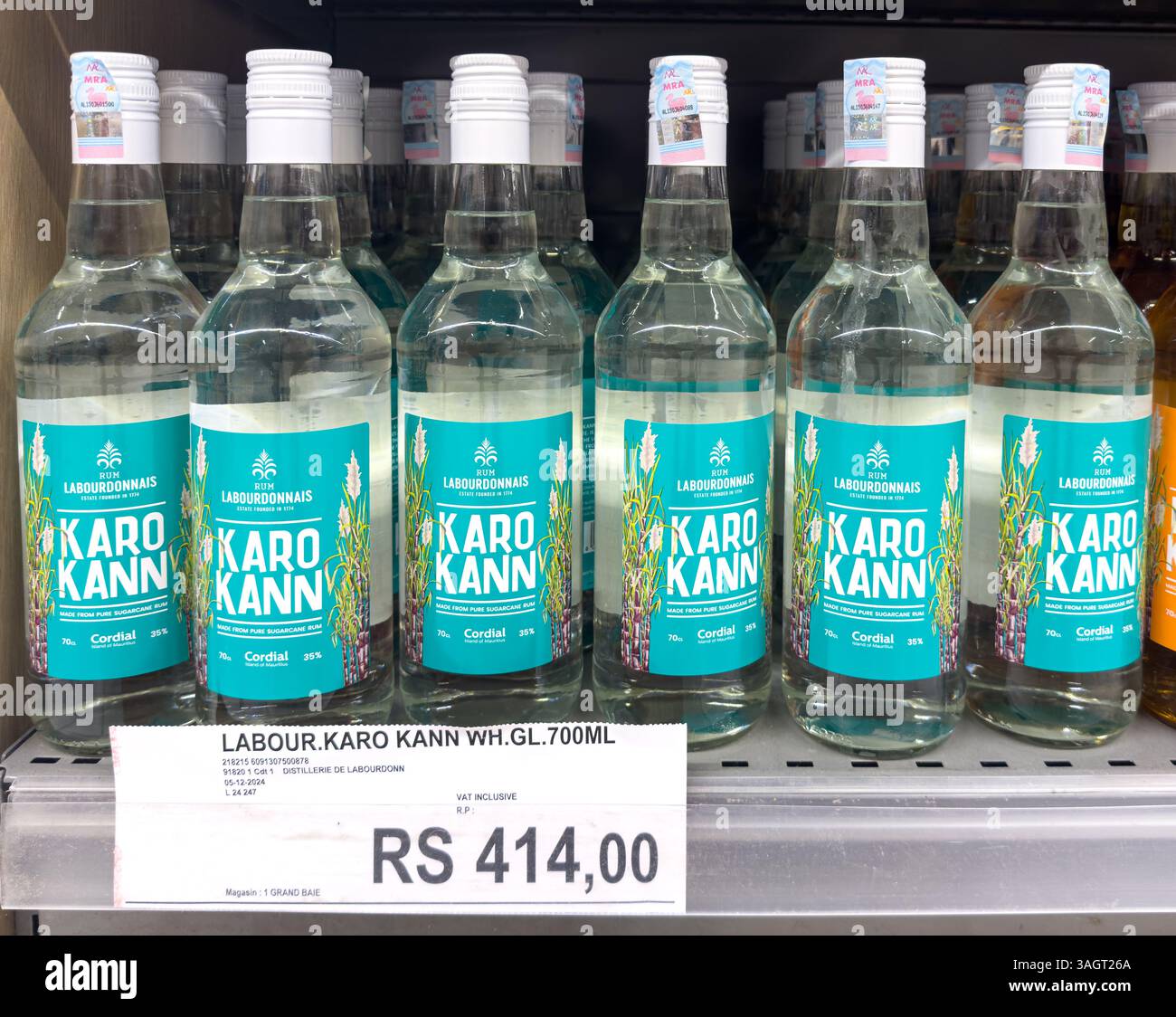 Grand Bay, Mauritius - January 29, 2025: Retail shelf lined with ...