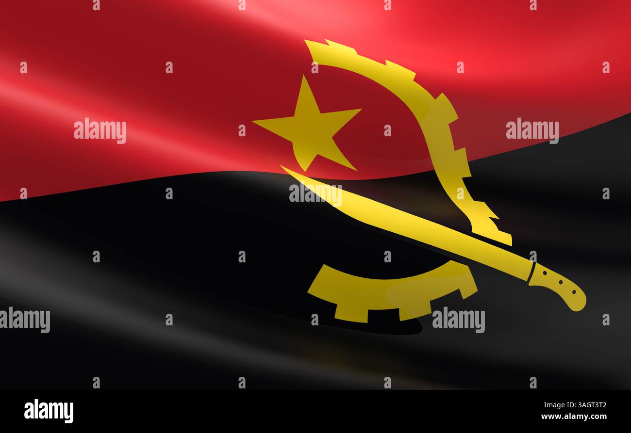 Flag of Angola. Illustration of the Angolan flag waving Stock Photo - Alamy