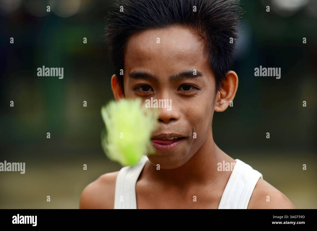 Oct. 13, 2012 - Manila, Philippines - A boy plays ''sipa'' (kick ...