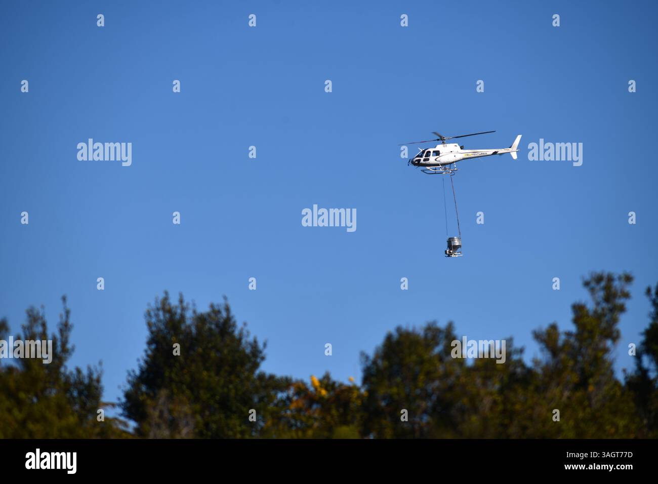 CHARLESTON, NEW ZEALAND, OCTOBER 3, 2024, A helicopter prepares to ...