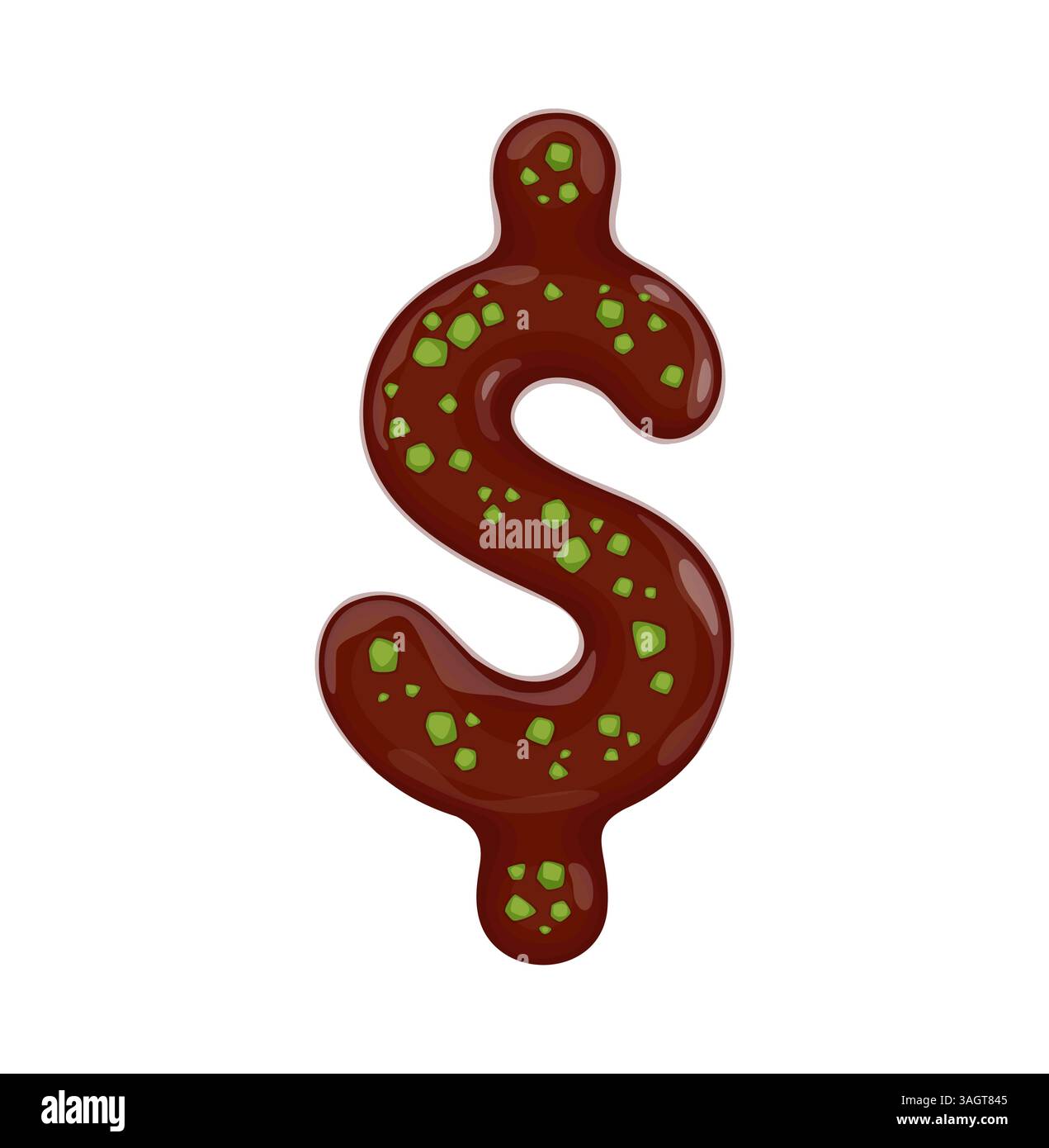 Sweet dessert font chocolate punctuation dollar currency sign. Pastry ...