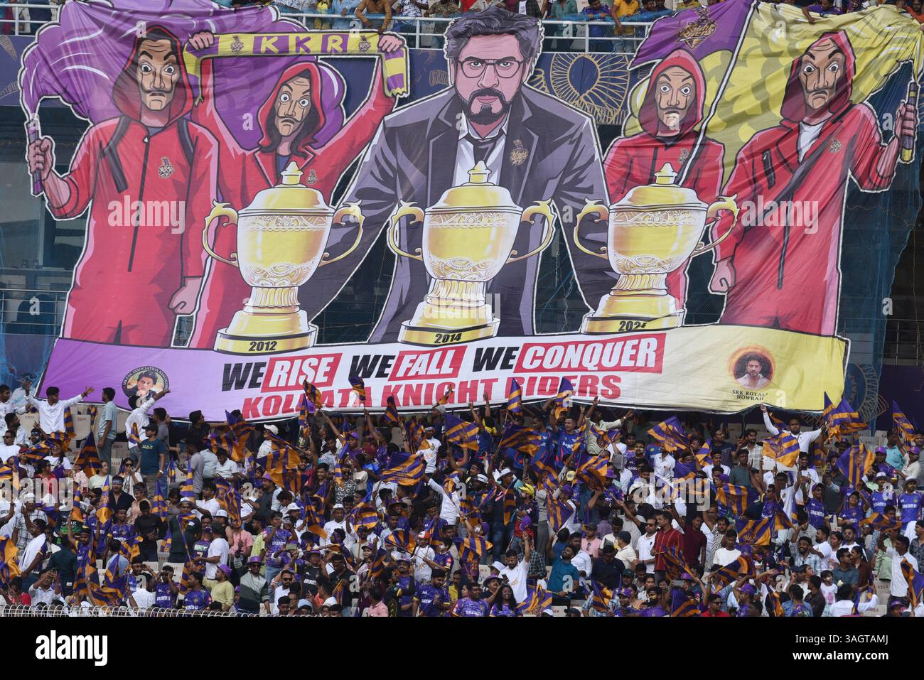 Kolkata Knight Riders' fans display a banner of team's co-owner Shah ...