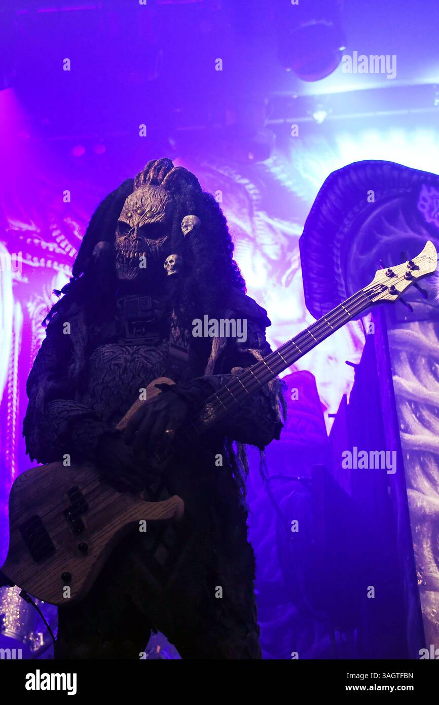 LONDON, ENGLAND - APRIL 08: Hiisi of ‘Lordi’ performing at Islington ...