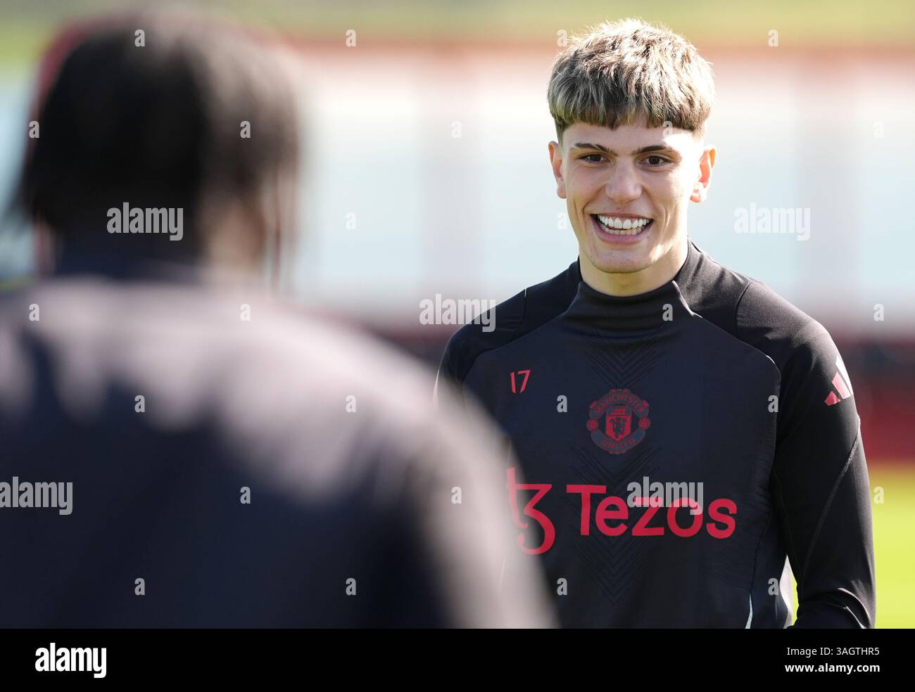 Manchester United's Alejandro Garnacho during a training session at ...