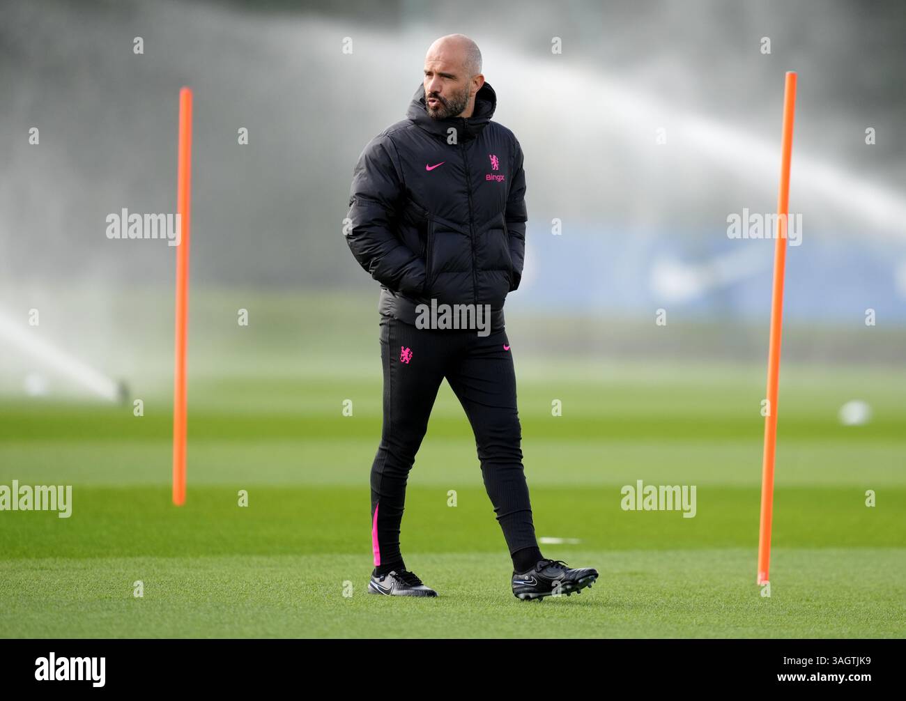 Chelsea manager Enzo Maresca during a training session at Cobham ...