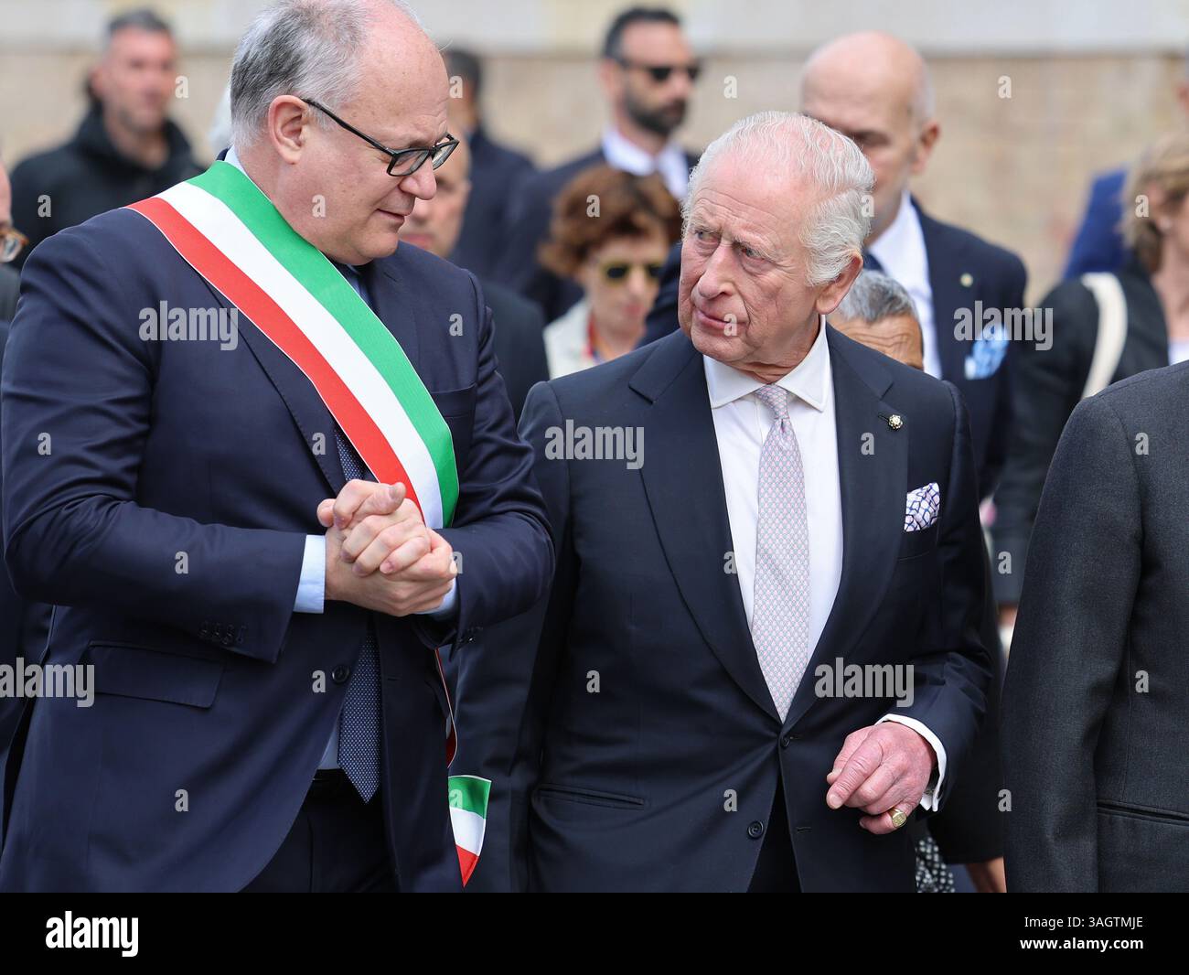 King Charles III with Mayor of Rome Roberto Gualtieri at the Mattatoio ...