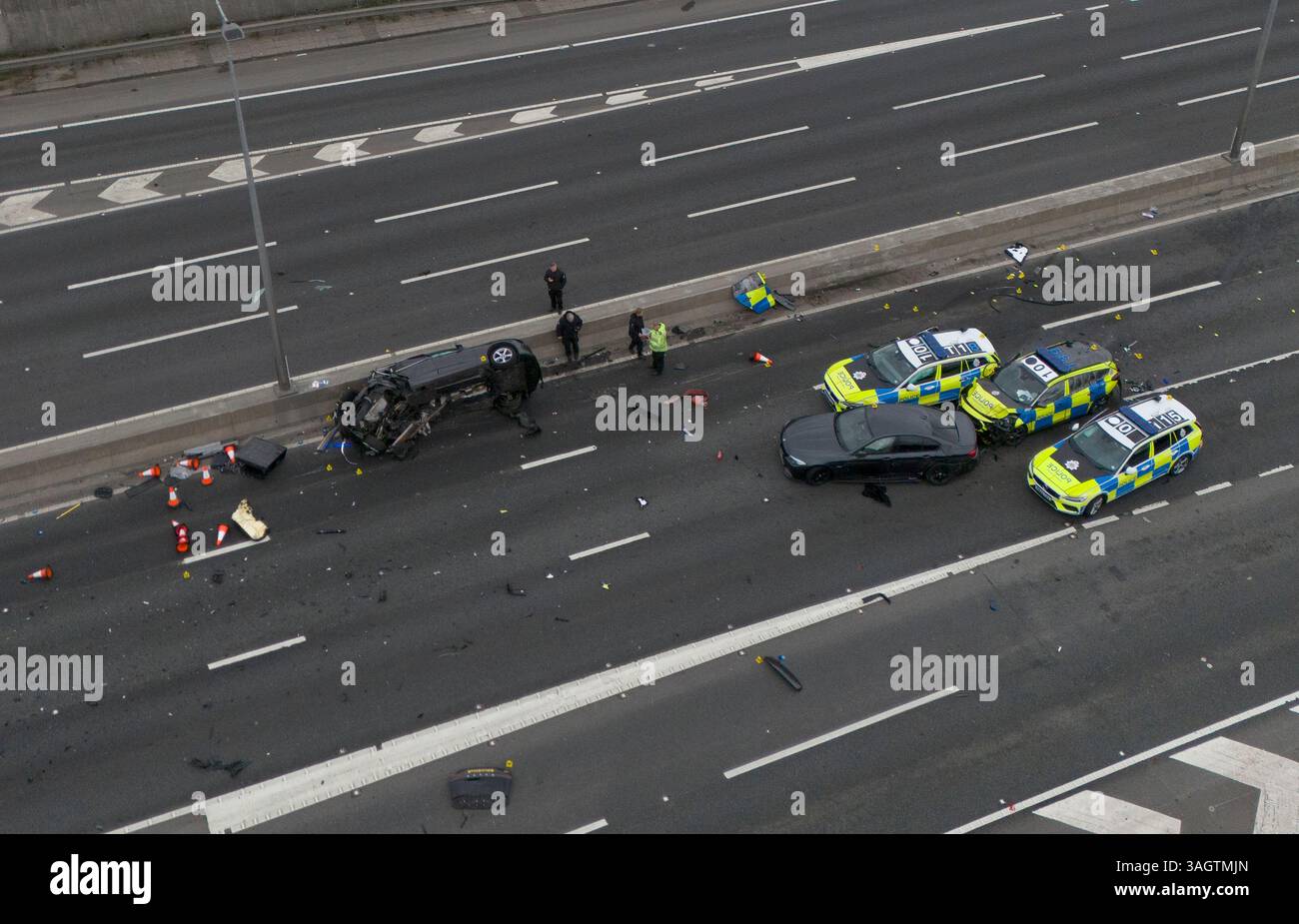 The scene on the A1, which has been shut in both directions on Tyneside ...