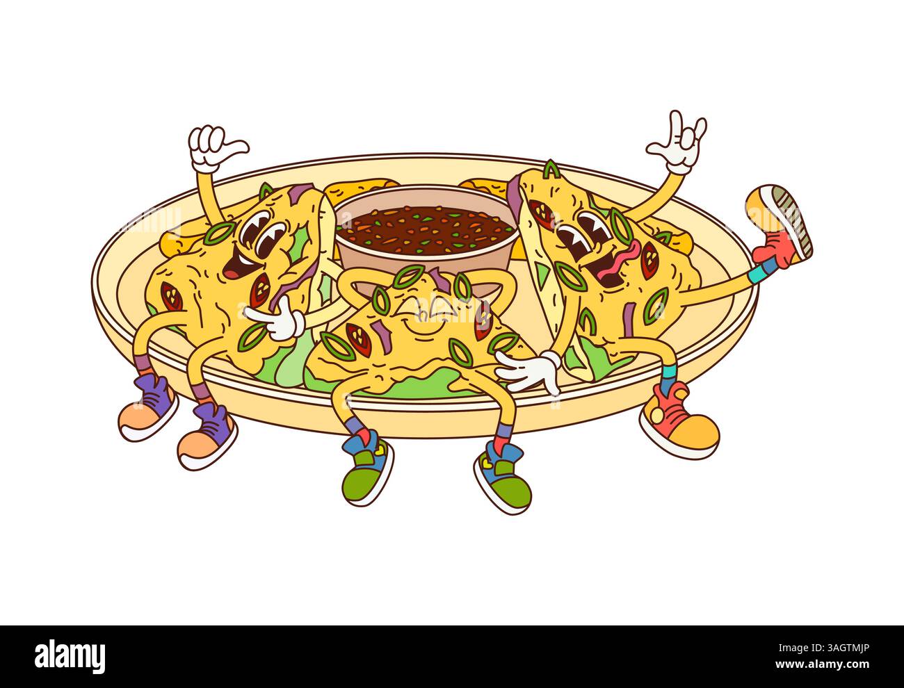 Cartoon pajeon savory pancakes Korean cuisine food characters with ...