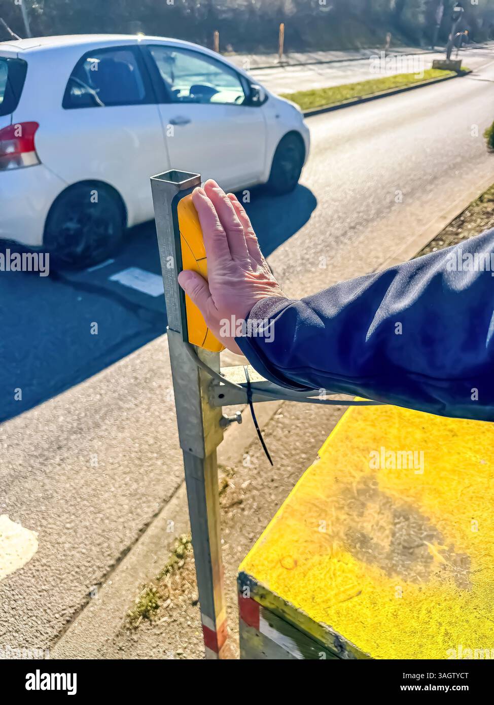 Hand Pushing Pedestrian Crossing Button, Street Safety, Urban Life ...
