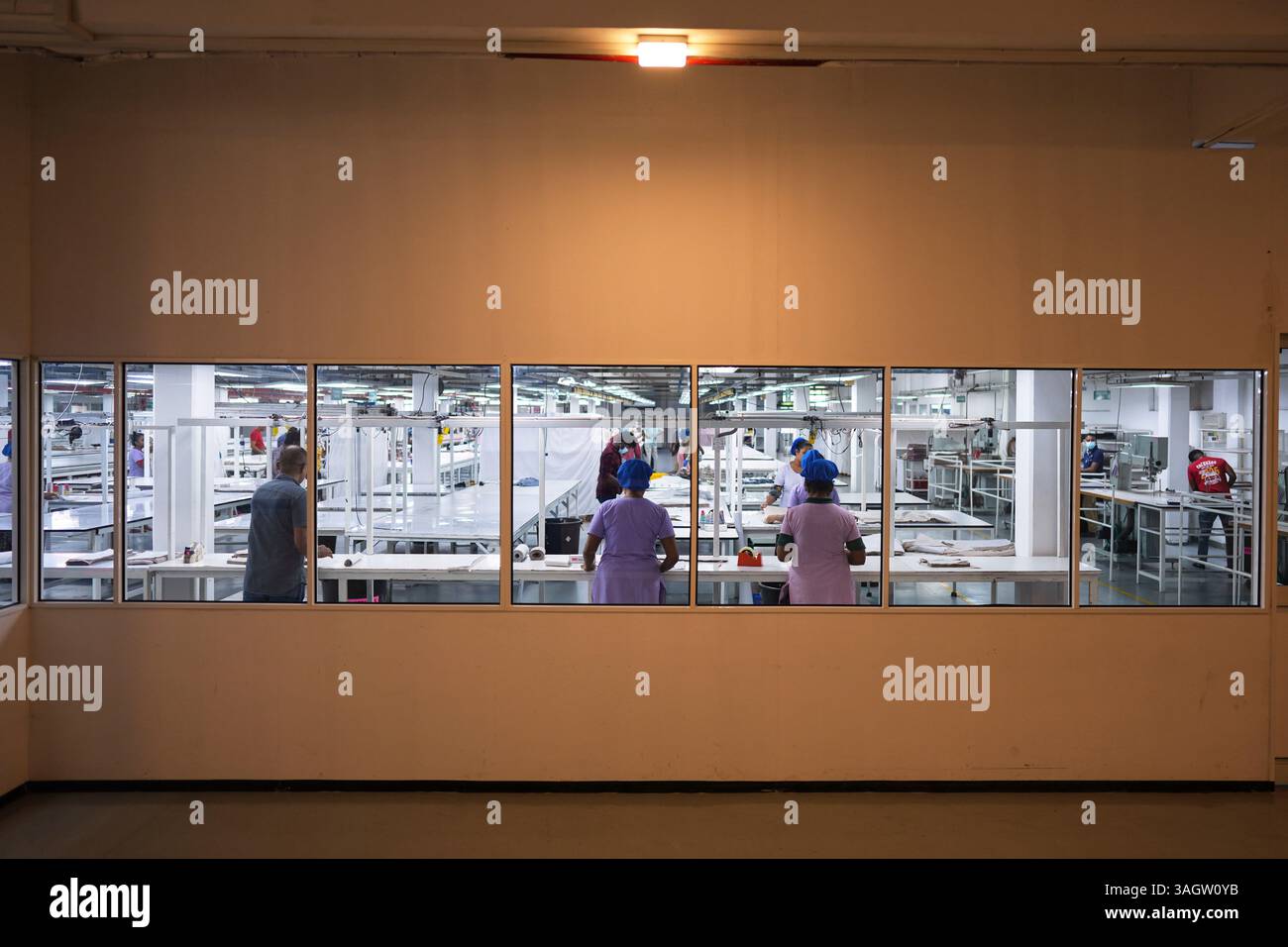 Workers are seen in an apparel factory at the Katunayake export ...