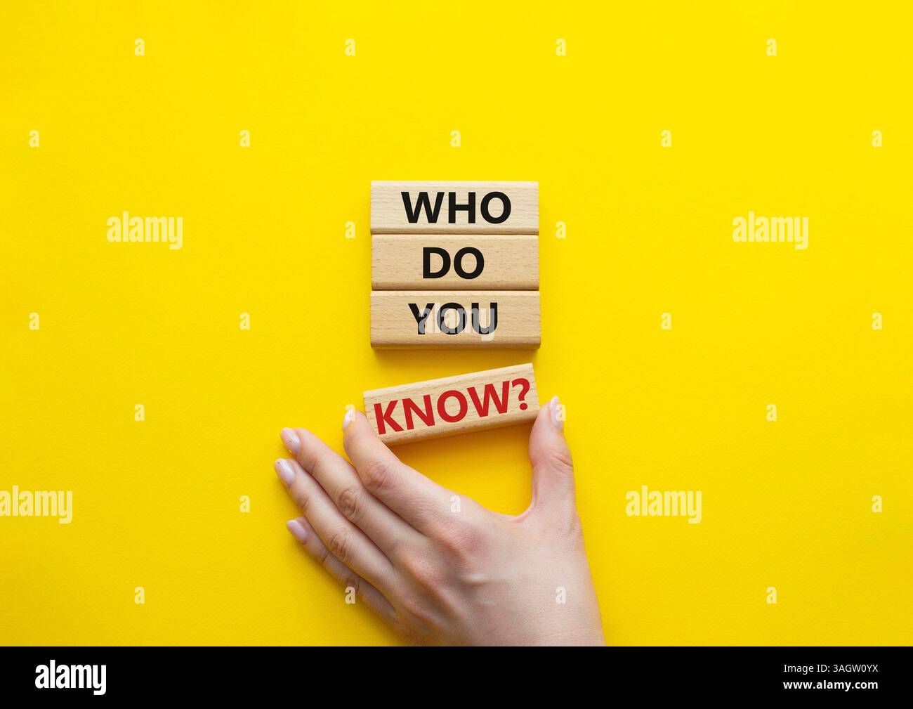 Who do you know symbol. Concept words Who do you know on wooden blocks ...