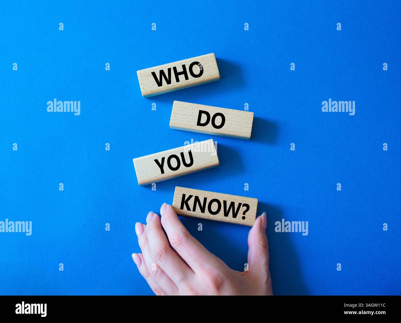 Who do you know symbol. Concept words Who do you know on wooden blocks ...