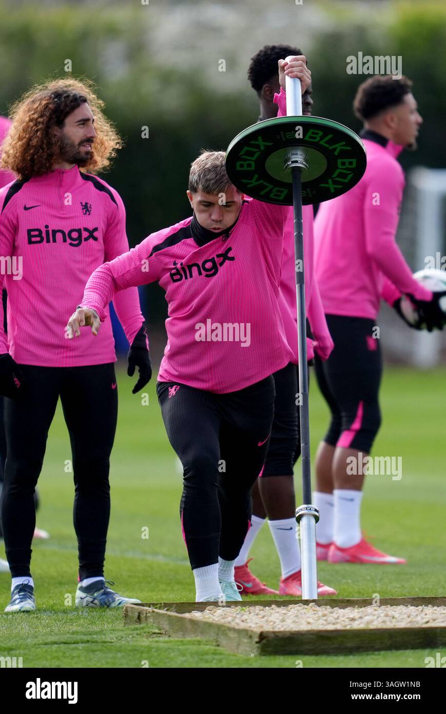 Chelsea's Enzo Fernandez during a training session at Cobham Training ...