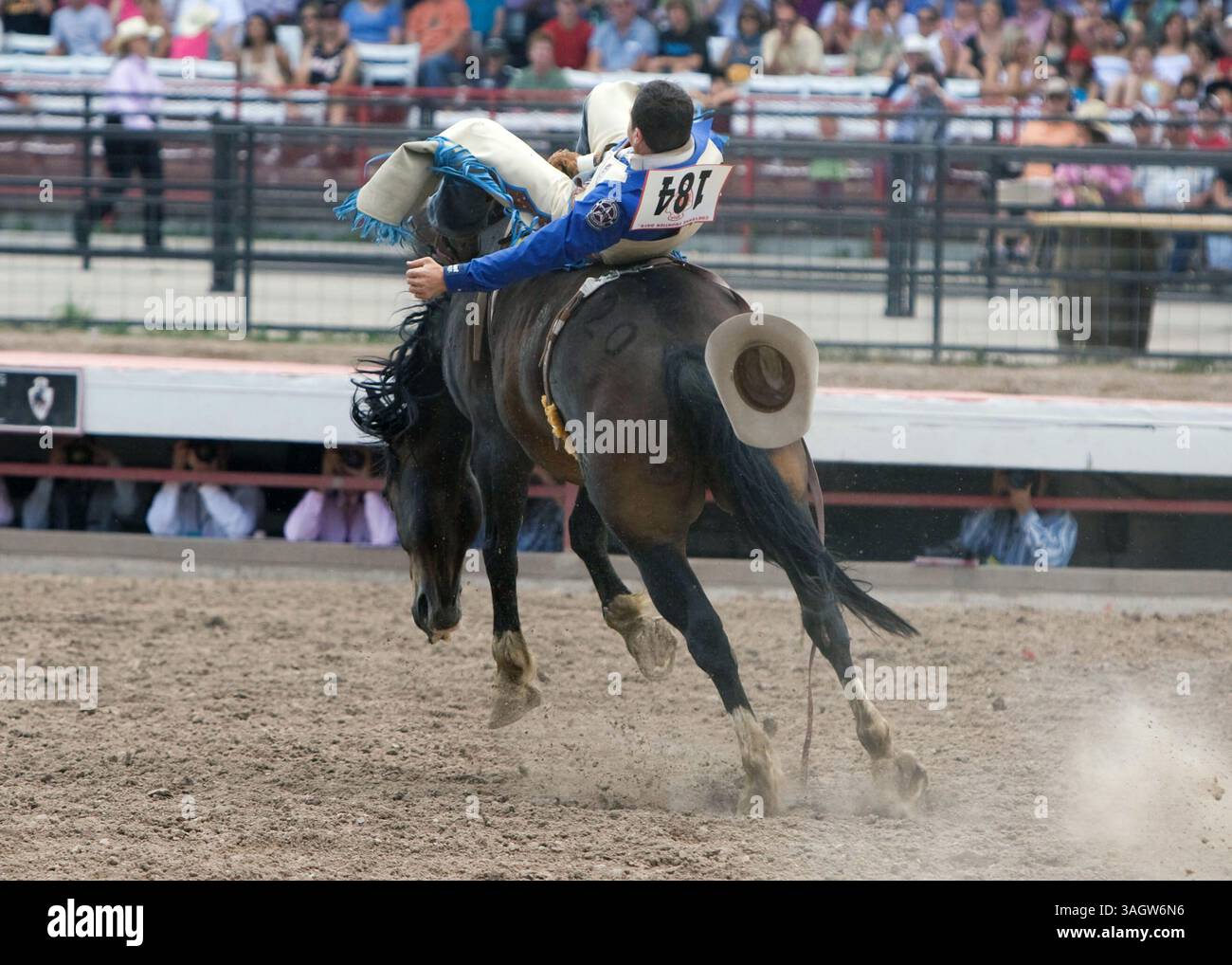 Jul 23, 2009 - Cheyenne, Wyoming, USA - Bareback Riding champion CLINT ...