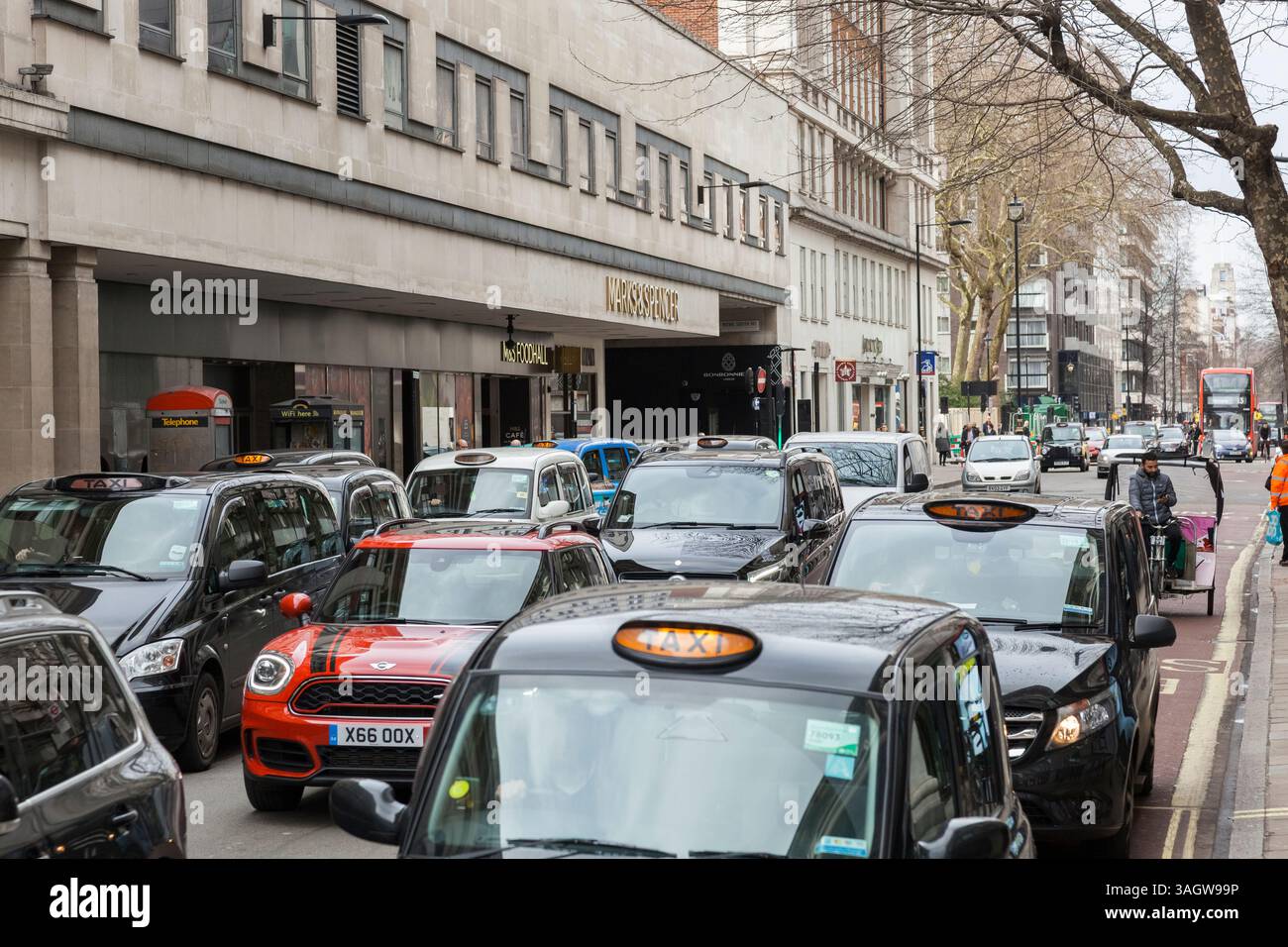 London traffic congestion pictured at Baker Street and Gloucester Place ...