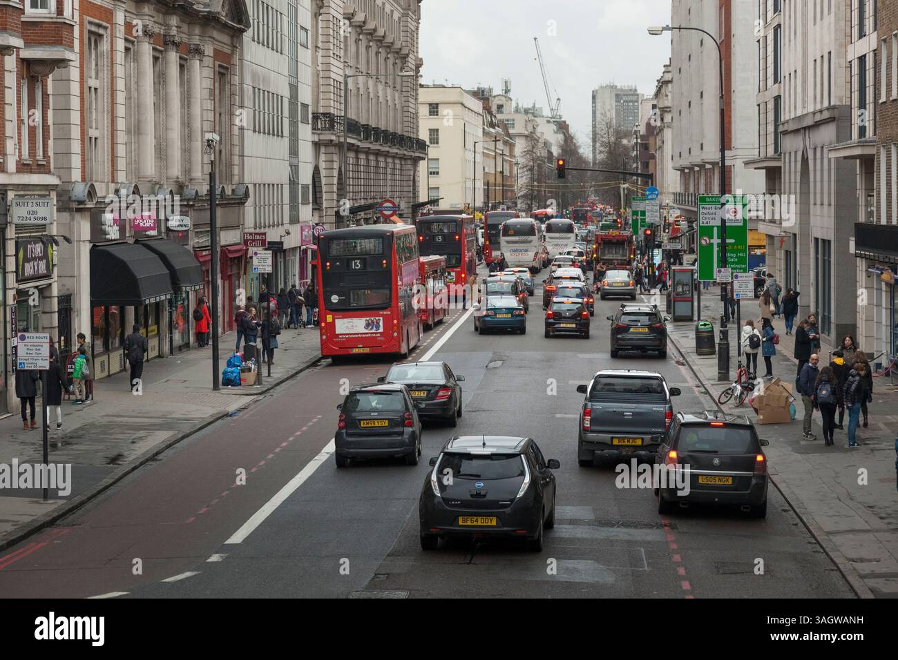 London traffic congestion pictured at Baker Street and Gloucester Place ...