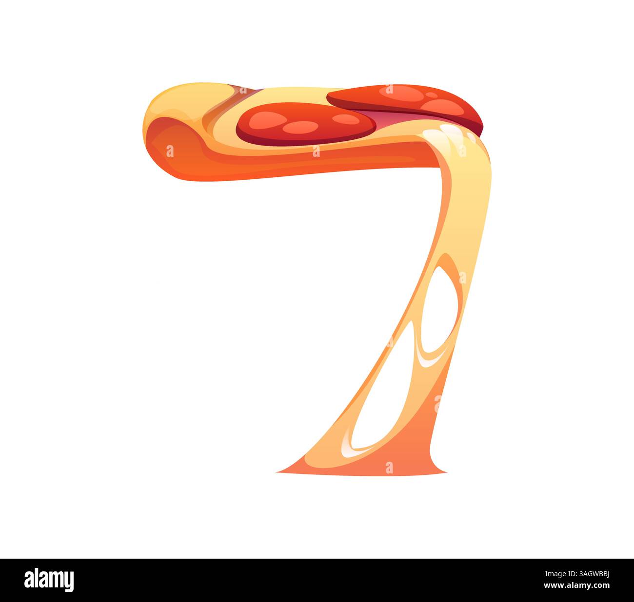 Fast food pizza meal ABC math font digit 7 seven. Street restaurant ...