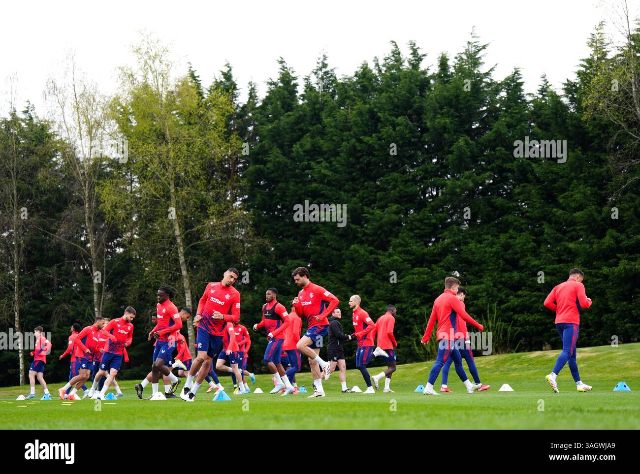 Rangers players during a training session at the Rangers Training ...