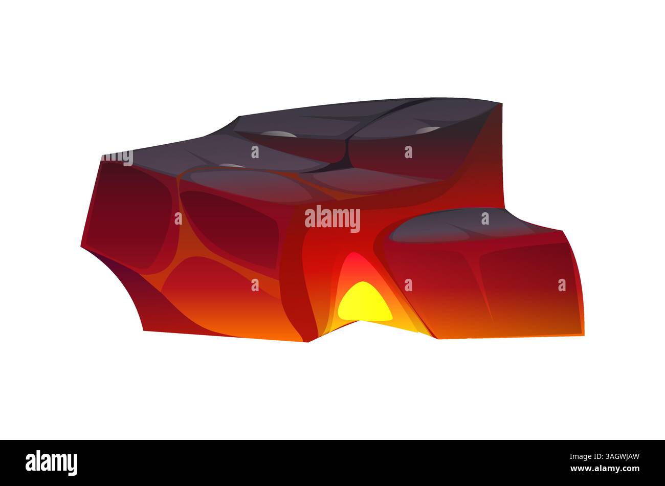 Barbecue burn fiery ember, cartoon charcoal one piece. BBQ grill burnt ember charcoal, barbecue ...